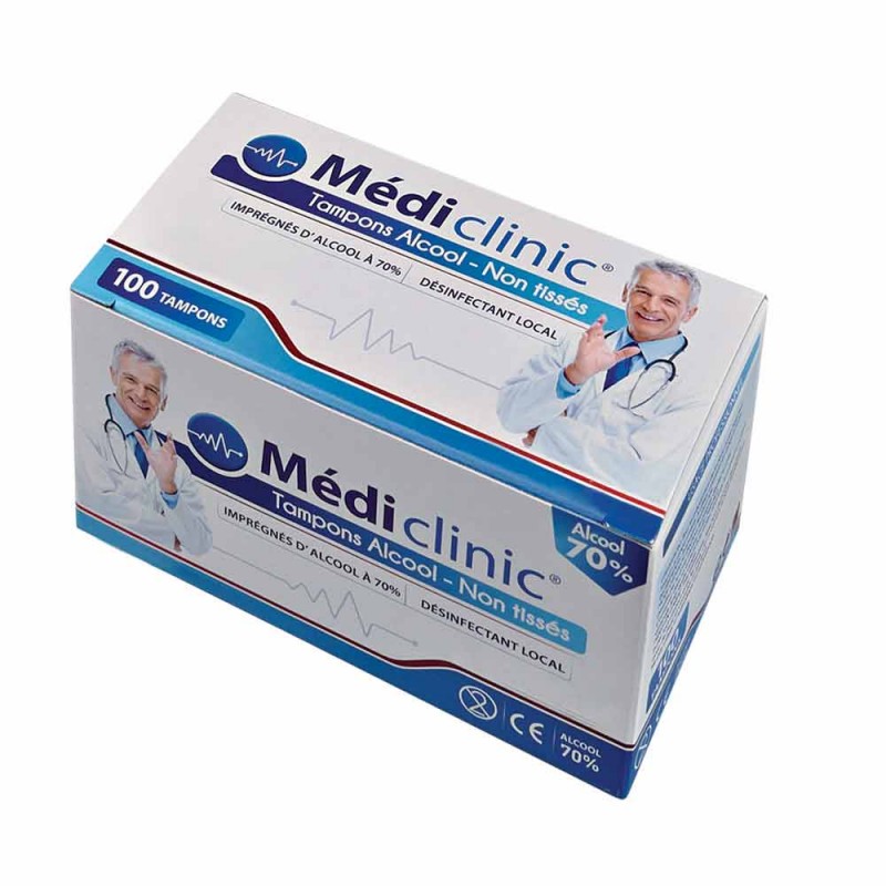 Tampons imprégnés d'alcool à 70 %