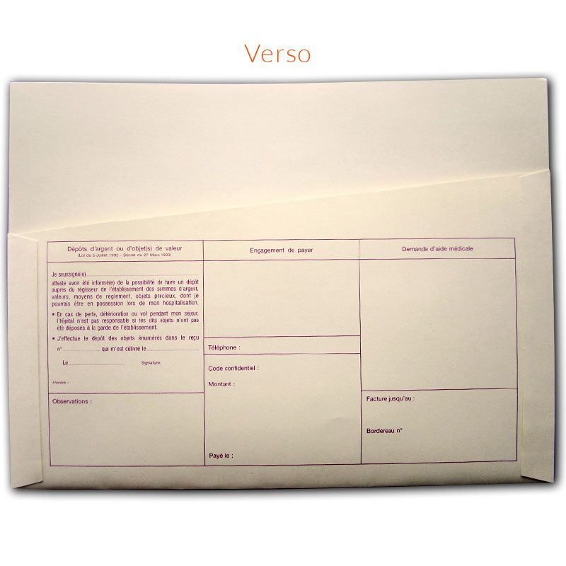 Pochette admission patient - LD Medical Pochette admission patient - LD Medical